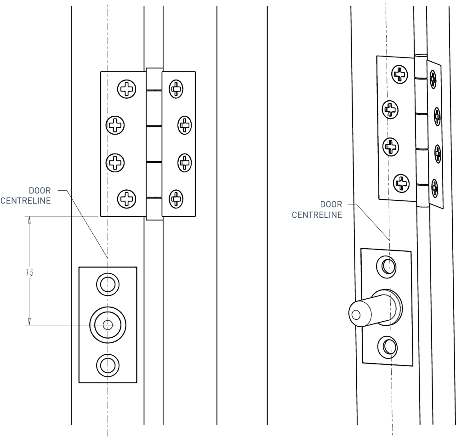 BM Doors - Multi Hinge Roll Bolts Brass Patina - ARA Manufacture